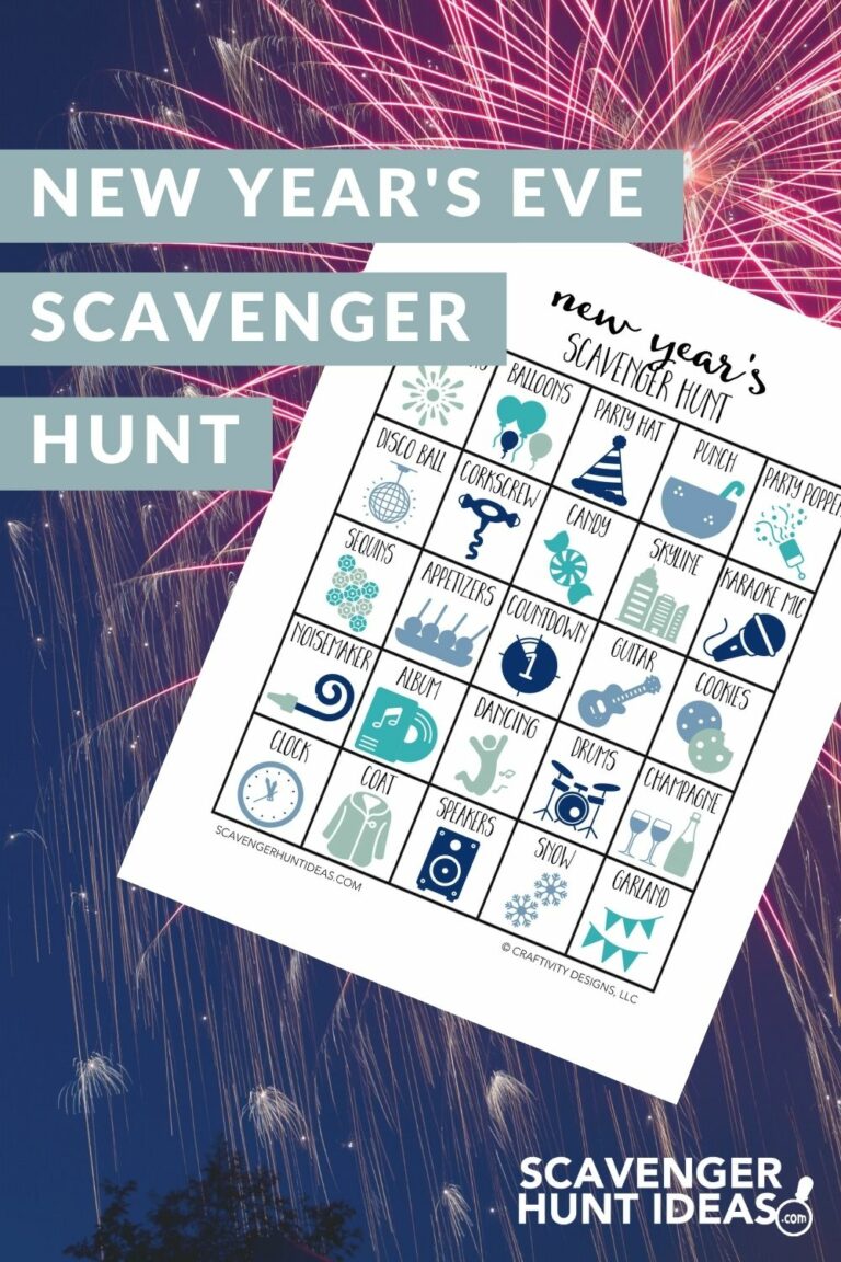 FREE New Year's Eve Scavenger Hunt (Party Game) - Scavenger Hunt Ideas
